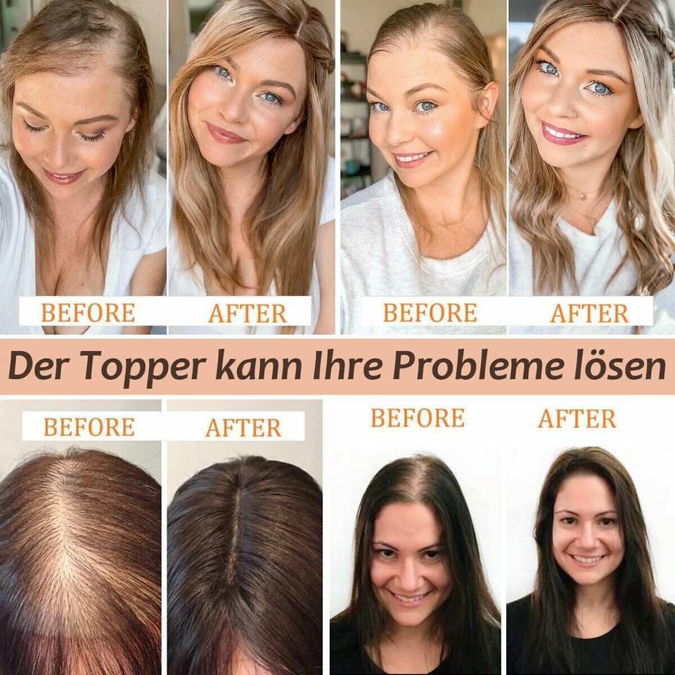 Natural Topper Hairpiece Clip In REMY 100% Human Hair Silk Base Toupee ...