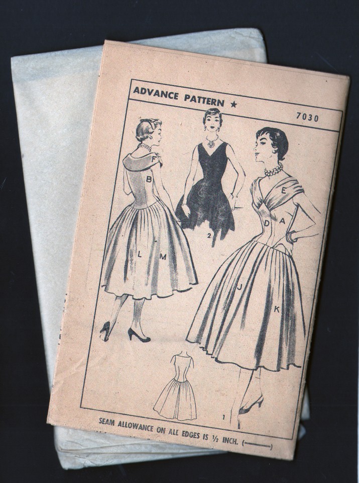UNCUT VTG ADVANCE Sewing Pattern - Late Day Dress with Drape Collar ...