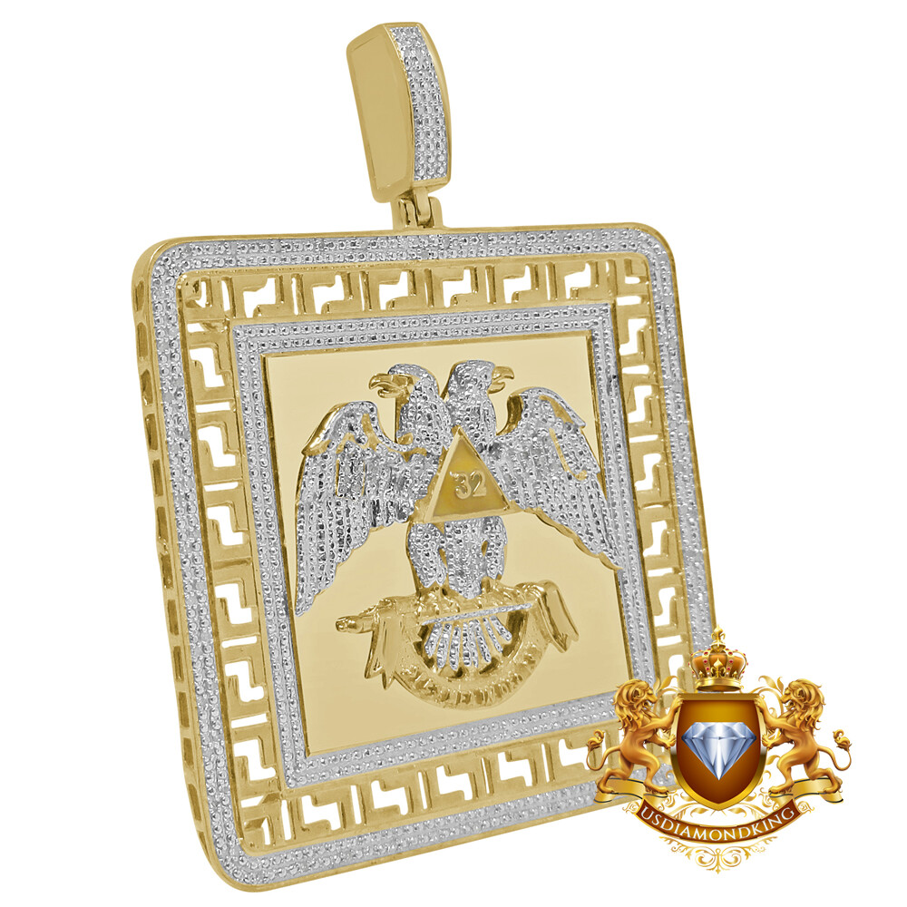 Real Diamond Scottish Rite 32nd Degree Masonic Freemason Pendent Charm ...