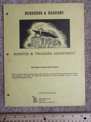 TSR D&D Monster & Treasure Assortment Set I Levels 1-3 2nd Print 1977 ...