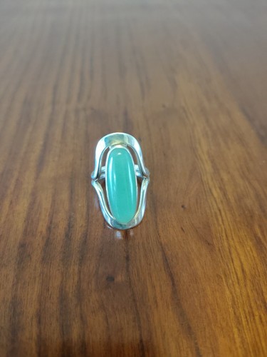 DDD DOMINIQUE DINOUART Silver ELONGATED GREEN AVENTURINE RING Mexico ...