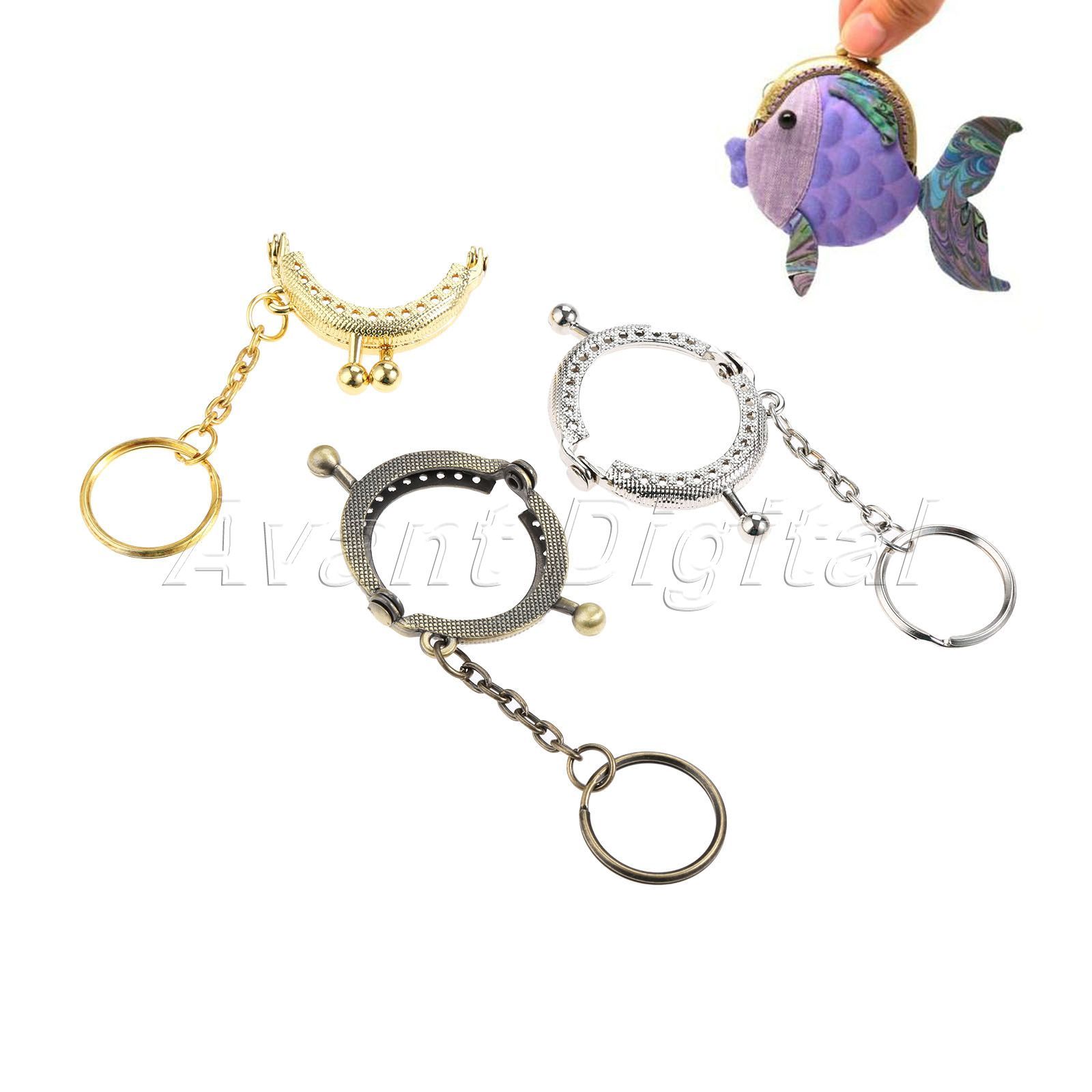 5Pcs Stylish Metal Frame Arch Purse Coin Bag Kiss Ball Clasp Key Chain ...
