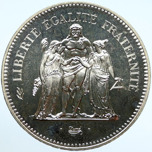 1974 FRANCE Large HERCULES Motto VINTAGE Old Silver 50 FRANCS French ...