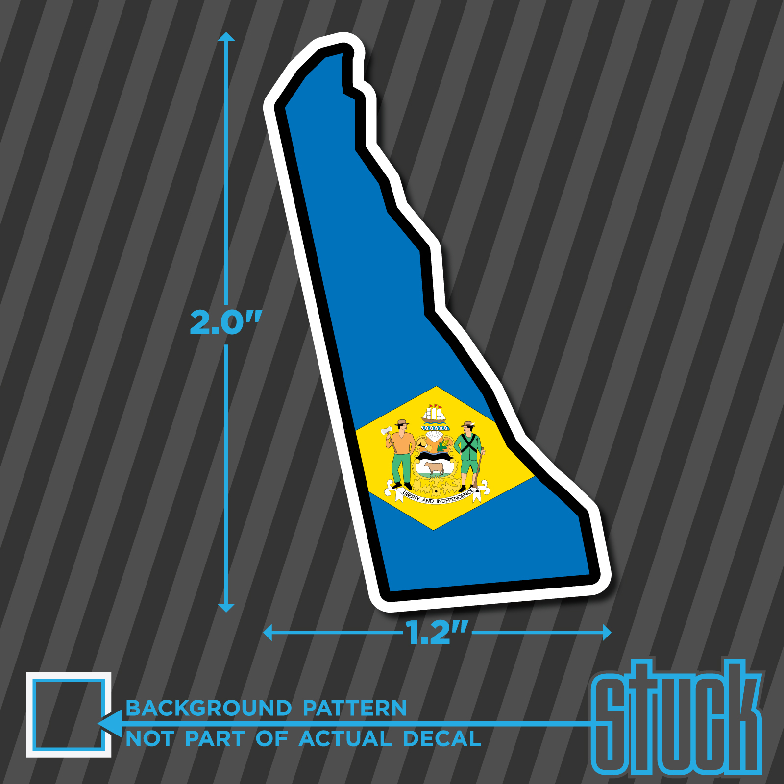 Delaware State Flag Small - 2"- printed vinyl decal sticker hard hat ...