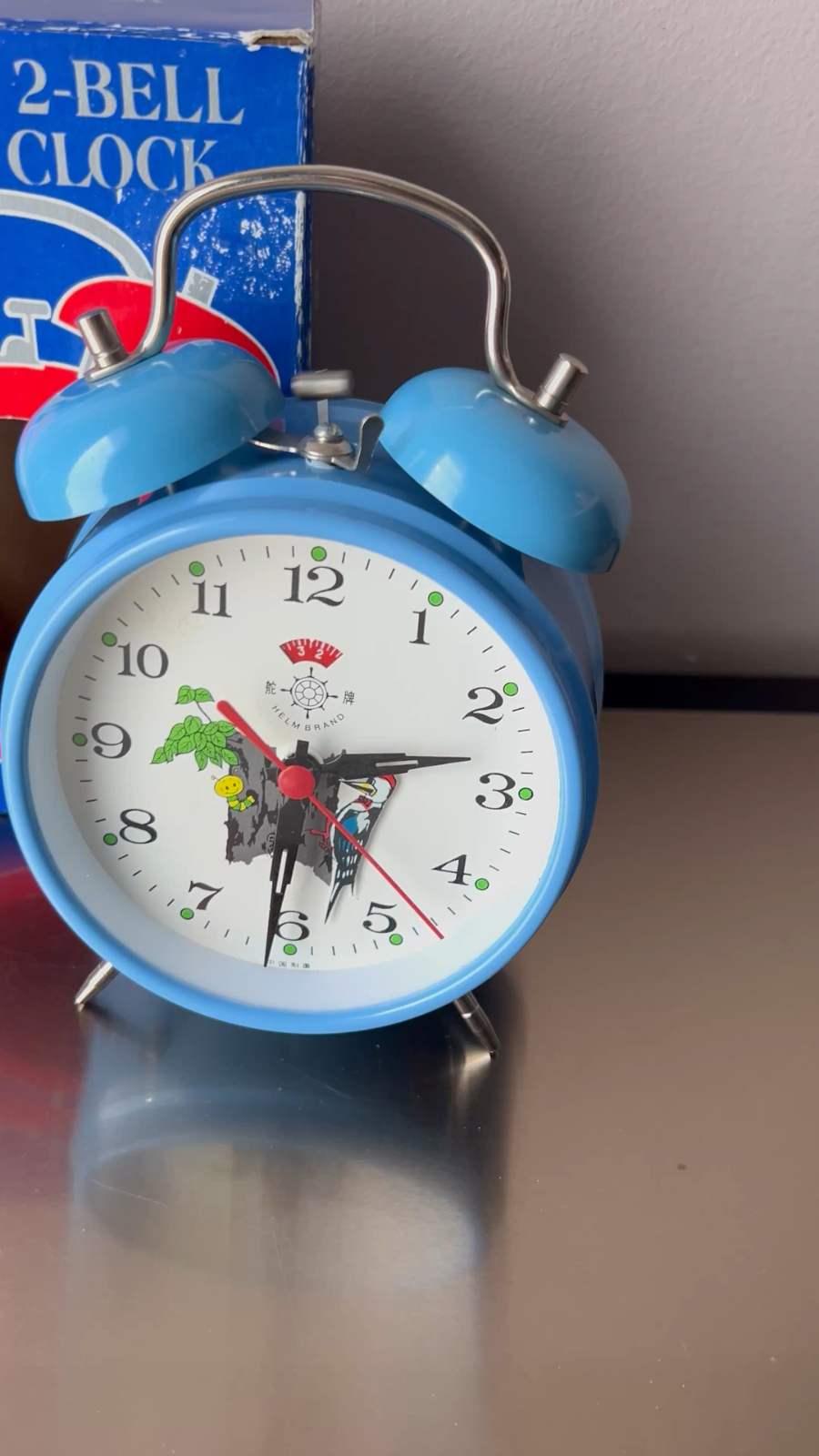Vtg Helm Animated Moving Alarm Clock Woodpecker Bird Worm Blue Tested ...