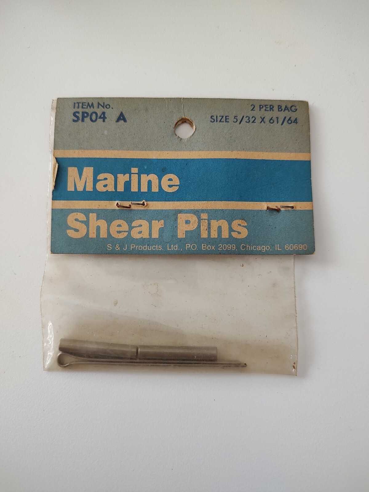 2-pack of Marine Shear Pins 5/32" x 61/64" & (1) Cotter Key SP04 A S&J ...