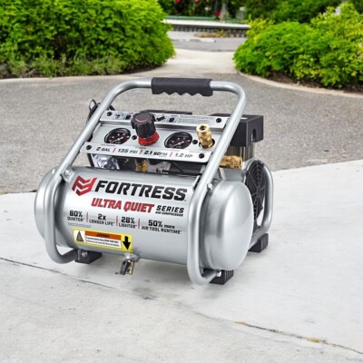 2 Gallon Jobsite Air Compressor 0.5 HP 135 PSI Ultra Quiet Oil Free ...
