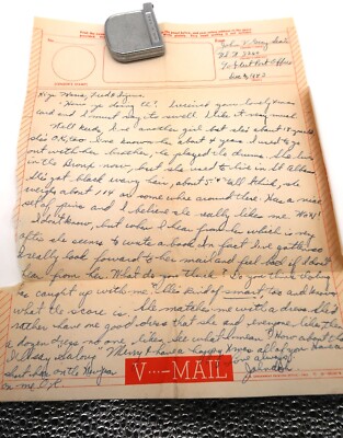 Vtg WW2 V-mail 1943 Letter Homefront Rare Ephemera Soldier Navy ...