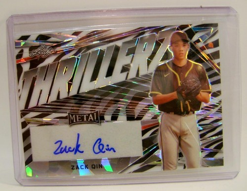 ZACK QIN #5 /5 THRILLERZ ZEBRA AUTO AUTOGRAPHED LEAF METAL BASEBALL ...