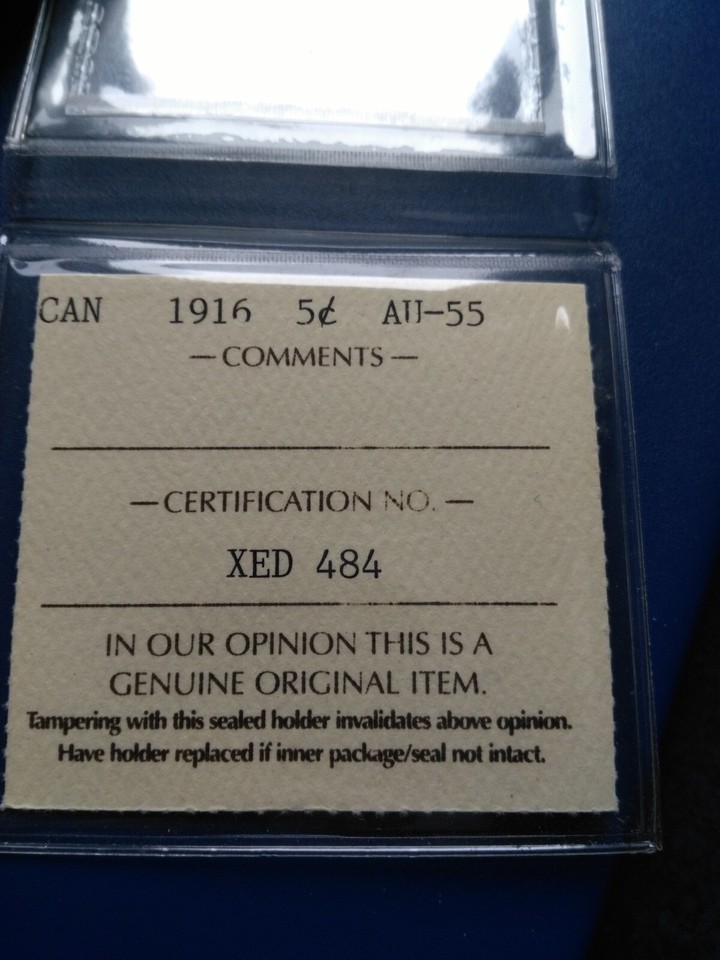 1916 Canadian Silver 5 Cents, ICCS Graded AU-55! | eBay