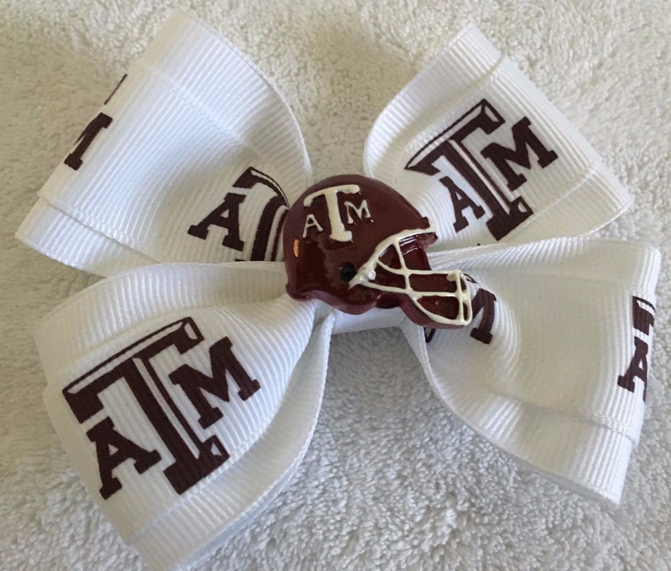 Girls Hair Bow 4" Wide Texas A&M Aggies White Ribbon French Barrette | eBay