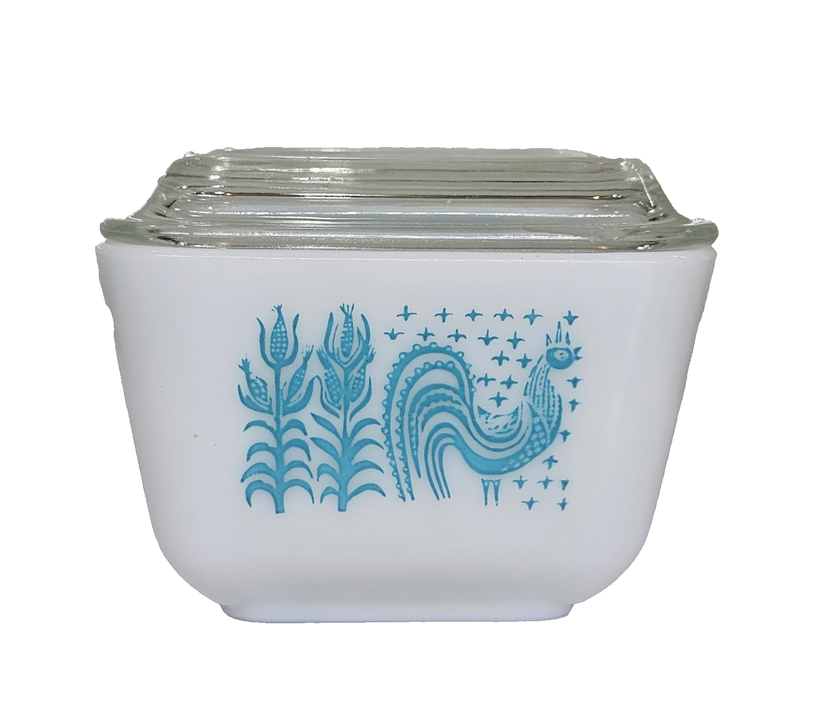 VTG Pyrex Turquoise 1 1/2 Cup Amish Butterprint Dish w/CHIPPED LID 0501 ...