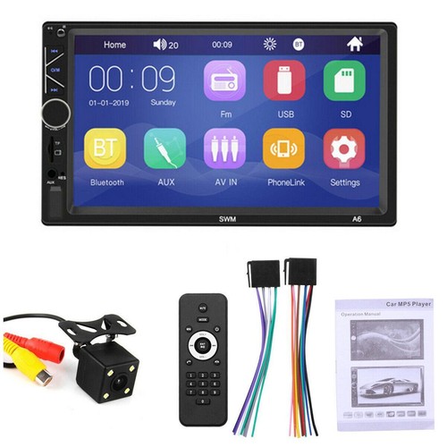 7in 2Din Car Head Unit W/ Camera Stereo Radio USB/TF/AUX/FM Bluetooth ...