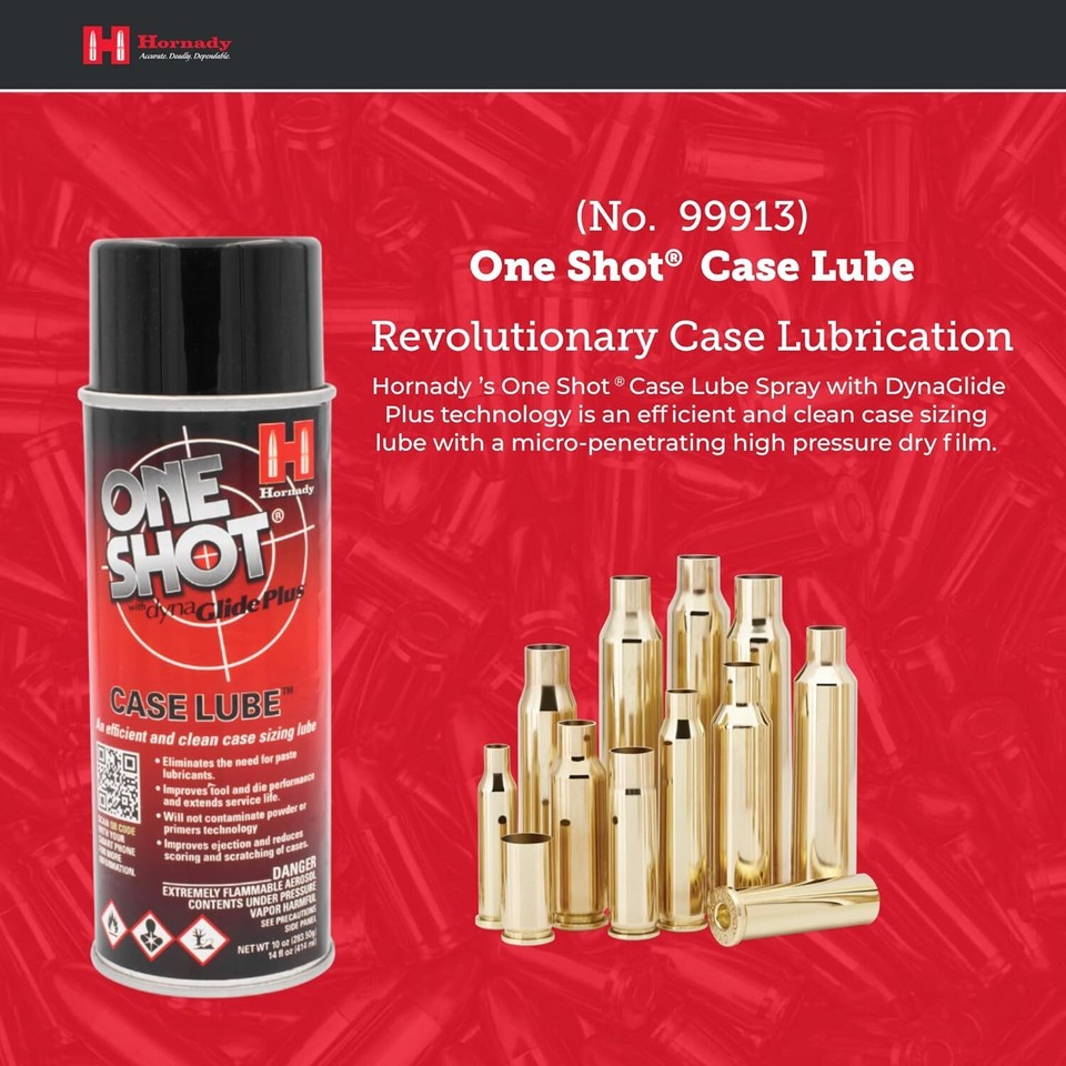 Hornady 99913 One Shot Spray Case Lube (14 fl oz Aerosol),Silver ...