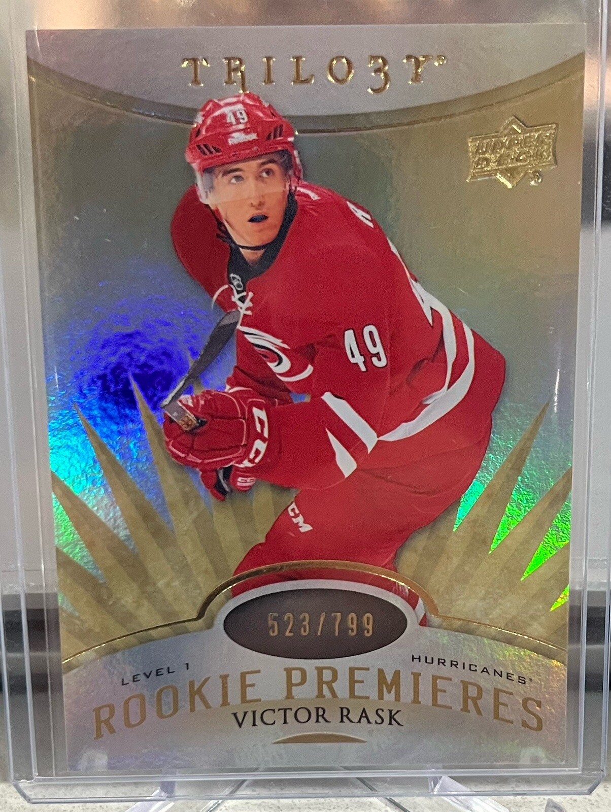 VICTOR RASK 2014-15 Upper Deck Trilogy Rookie Premiers Level One 523/ ...