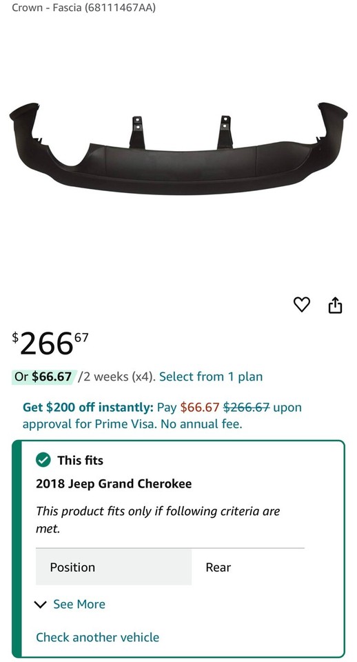 2011 - 2021 New Bumper Cover Lower Rear Fits Jeep Grand Cherokee ...