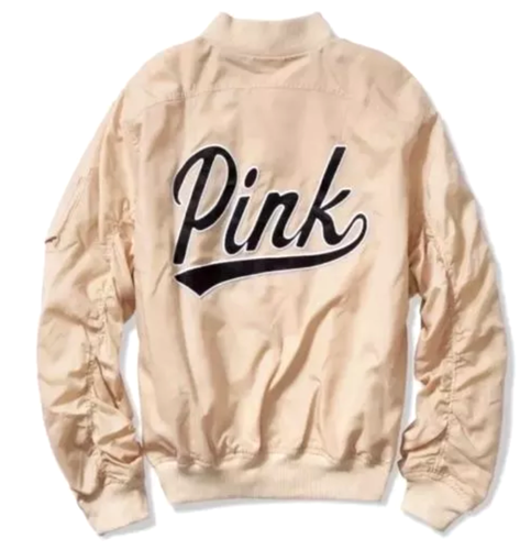 VICTORIA'S SECRET PINK BOMBER JACKET EMBROIDERED LOGO FULL ZIP SIZE ...