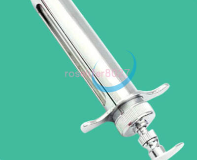 1PCS Neuf Stainless steel Glass Syringes Glass Sampler Lab 50cc ...