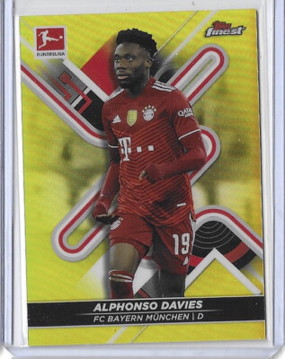 2021-2022 Topps Finest Bundesliga Alphonso Davies Yellow Refractor ...
