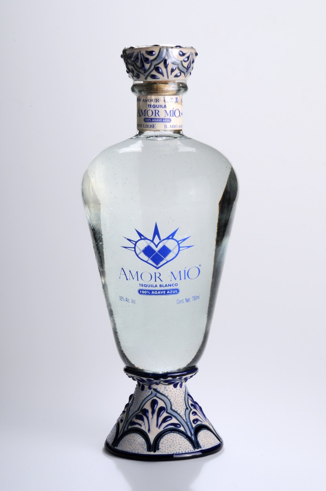 Tequila Amor Mío Blanco,100% Agave, Handmade Collectible bottle, 38% ...