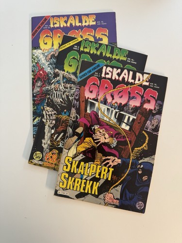 ISKALDE GROSS #1 2 4 (1989 series) Norwegian B&W classic EC horror ...