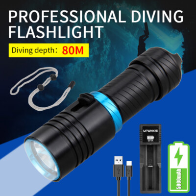 Ultra Bright Diving Flashlight LED Scuba Underwater 80M LED Dive Torch ...