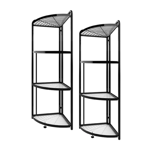 2Pcs 4 Tier Steel Triangular Corner Stand Multi Functional Shelves ...