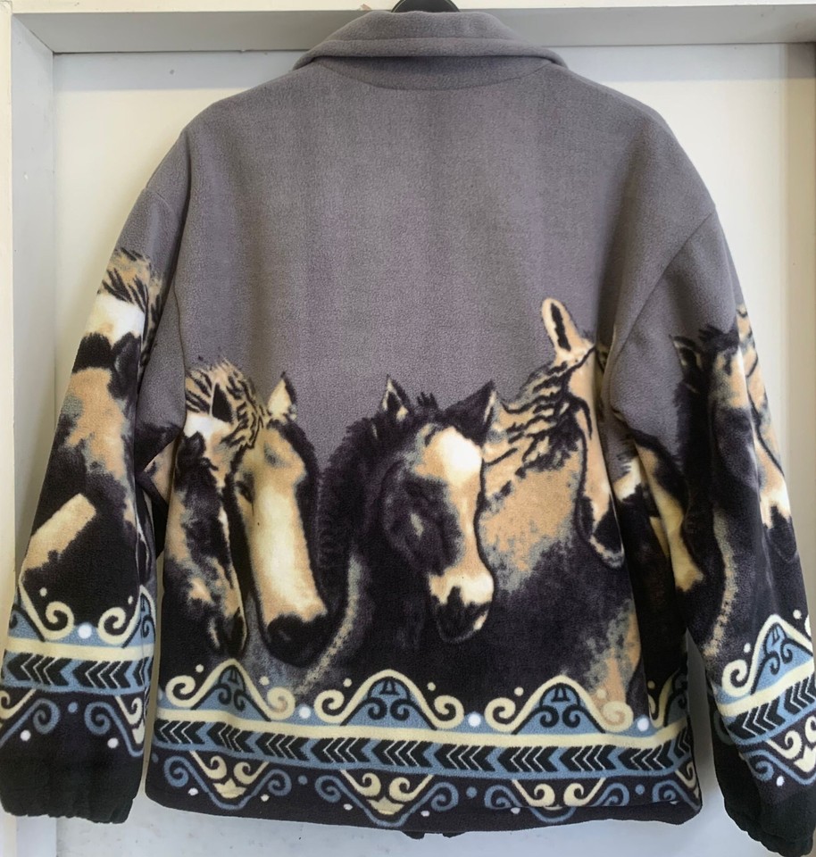 LADIES WOMENS DOUBLE FLEECE ANIMAL PUPPIES WOLF DOLPHIN WILD PRINTED ...