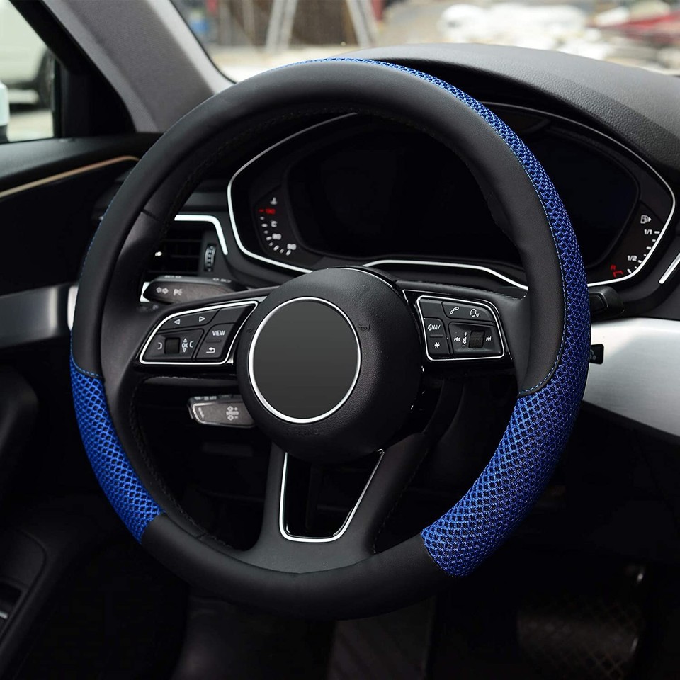 Blue 15 inch, Breathable Steering Wheel Cover Non-Slip Universal Fit | eBay