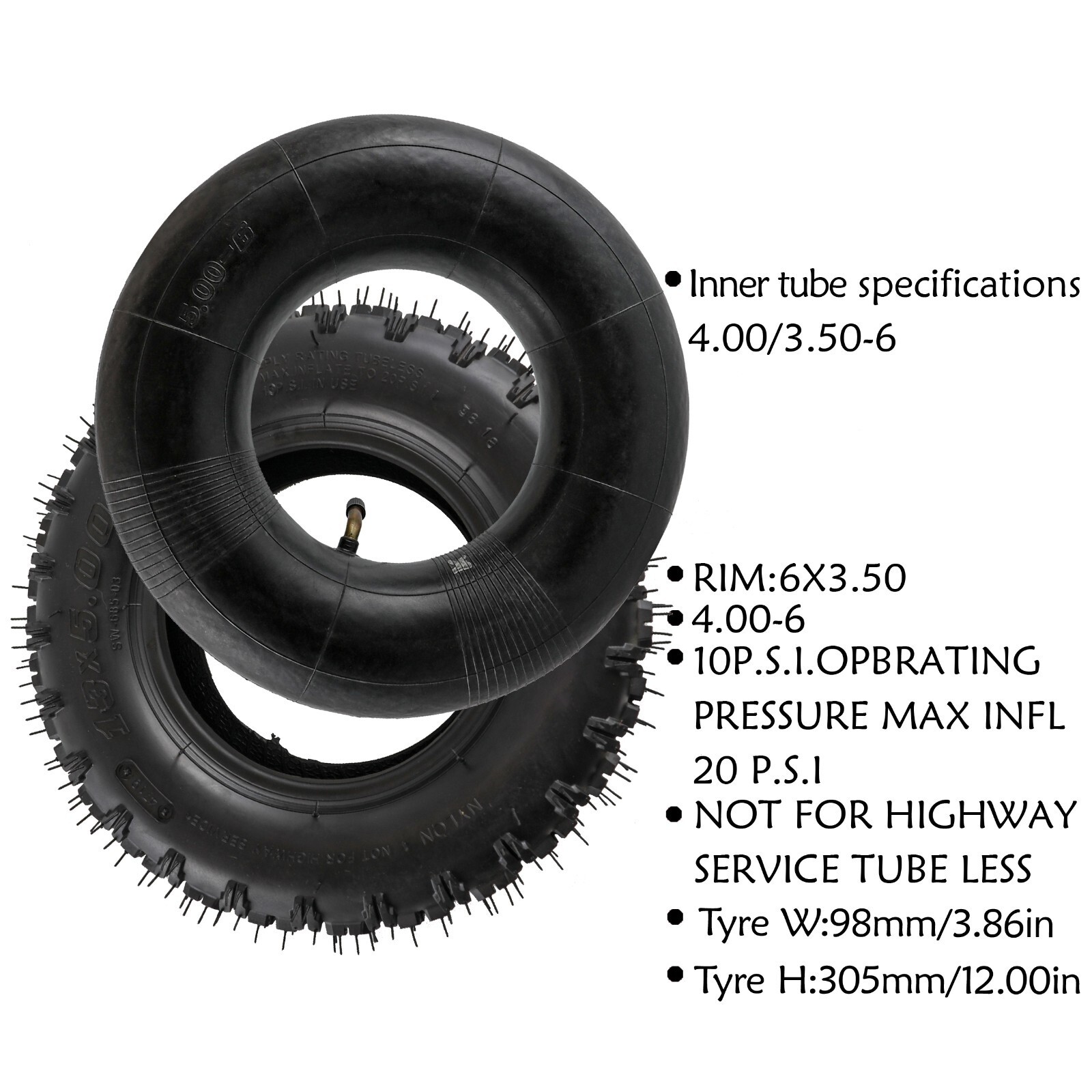 Set of 4 Rear 13x5.00-6+Front 4.10-6 Tires Tubes For Go Kart Scooter 4 ...