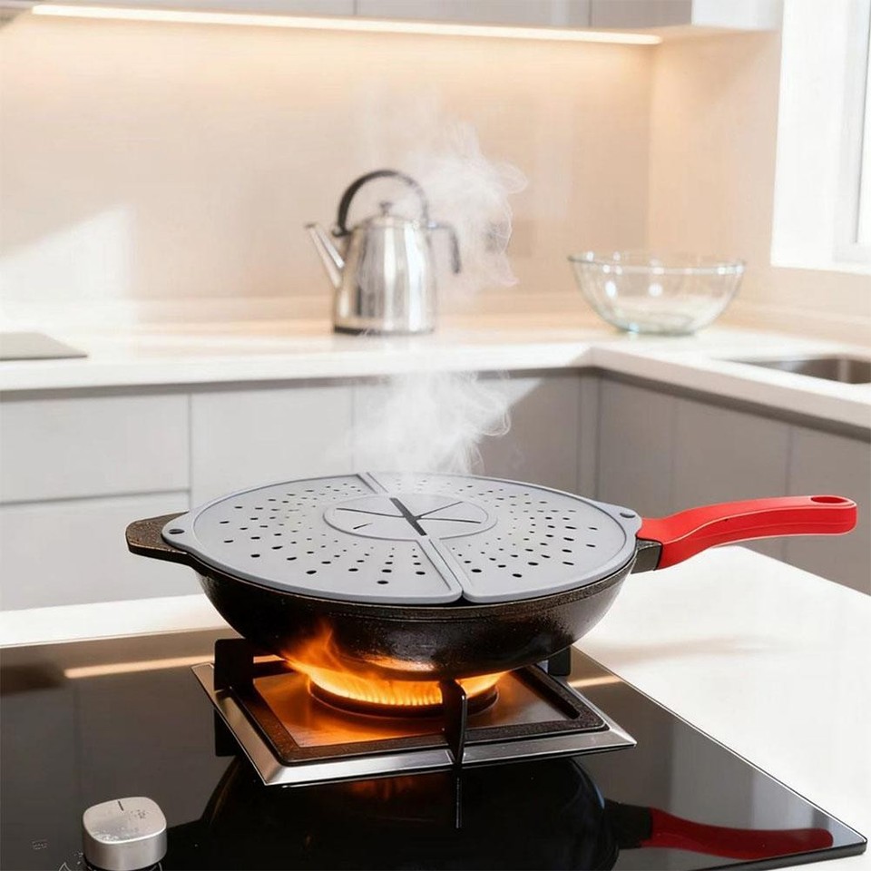 Silicone Splatter Screen For Frying Pan Foldable Splash Guard Grease ...