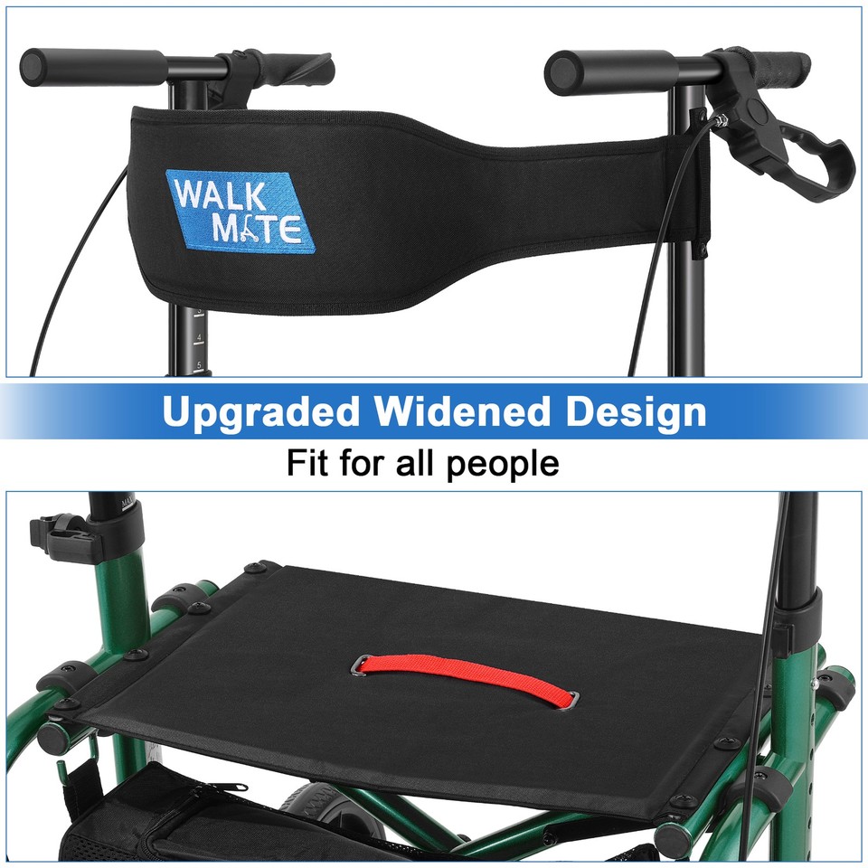 WALKMATE Rollator Walker Transport Chair Adjustable Folding 10 ...