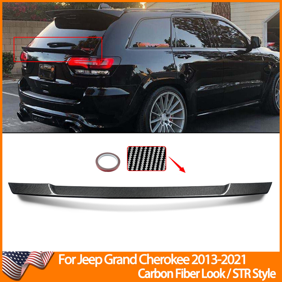 SRT WK2 Rear Mid Wing Spoiler Trunk For Jeep Grand Cherokee 2013-21 ...