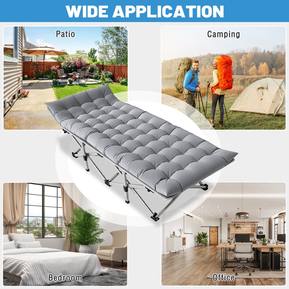 Portable Folding Camping Cots Foldable Travel Hiking Cot w/Soft Cotton ...