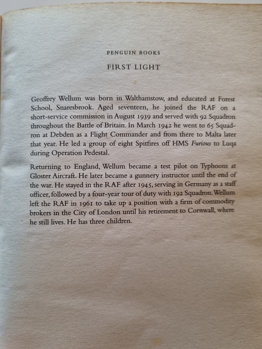 First Light: Original Edition by Geoffrey Wellum (Paperback, 2009) for ...