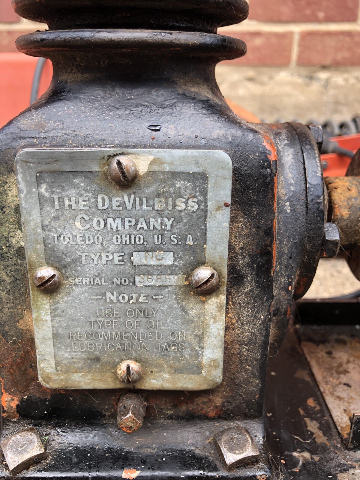 DeVilbiss Air Motor Drive Ge Motor vtg Compressor Spray Electric ...