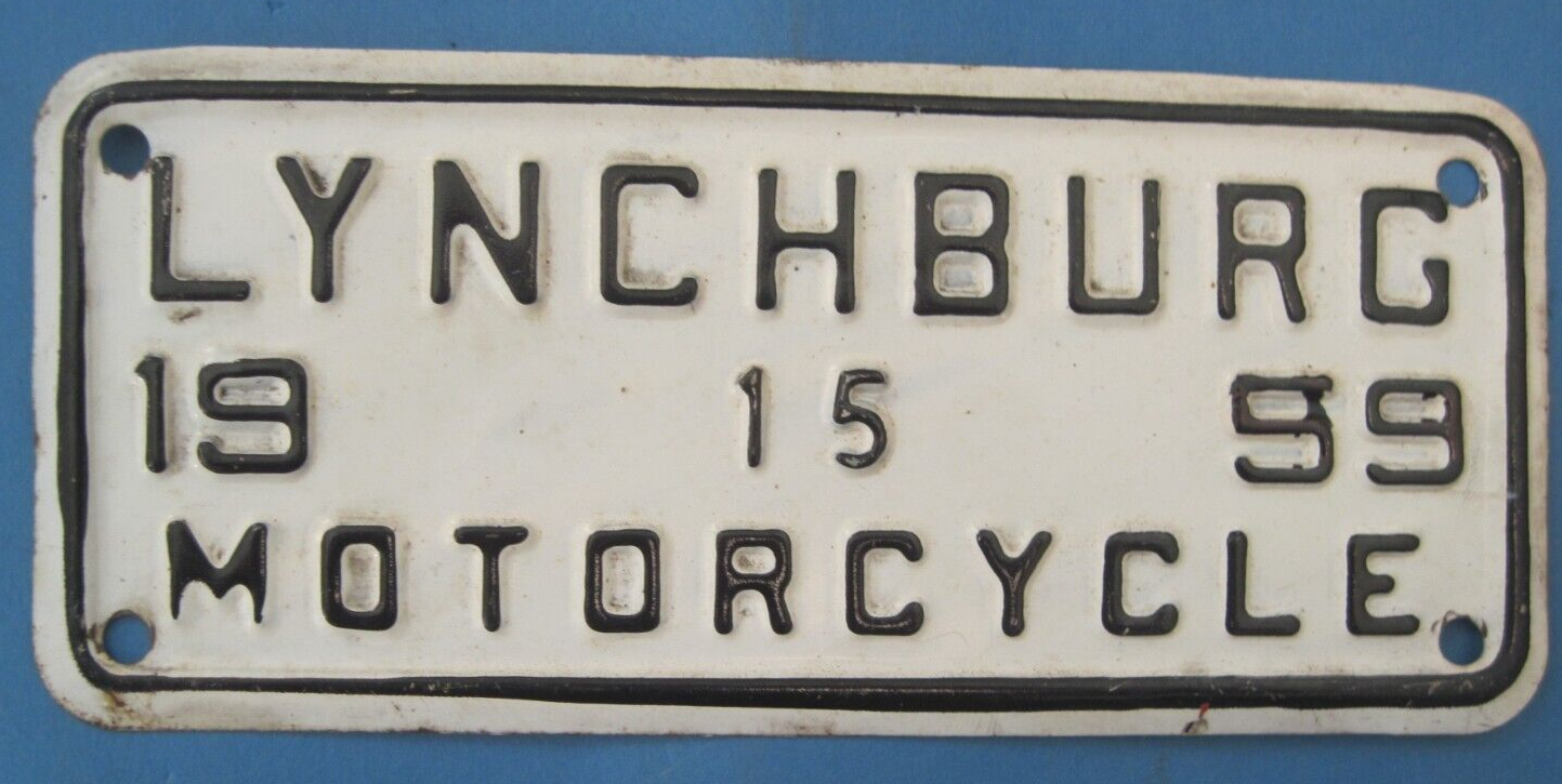 1959 Lynchburg VA Motorcycle license plate very good to excellent ...