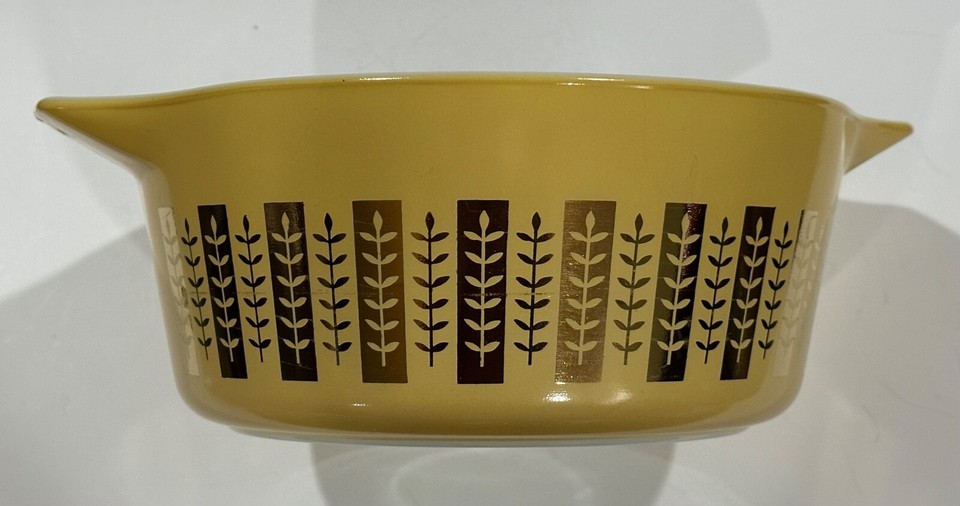 Rare 1961 PYREX Promo GOURMET GOLD on YELLOW Covered Casserole Dish ...
