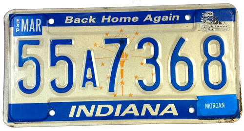 Indiana 1988 Auto License Plate Garage Man Cave Morgan Co Collector ...