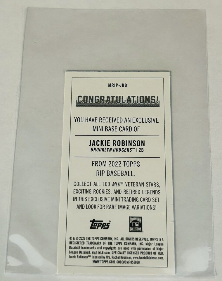 JACKIE ROBINSON 2022 Topps Rip Mini Black Parallel Number Match 42/50 ...