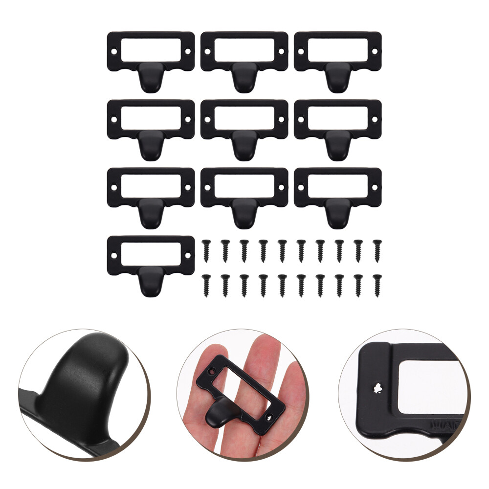 10 Pcs Cabinet Handles Name Card Slot Pull Frame Retro Design Drawer ...