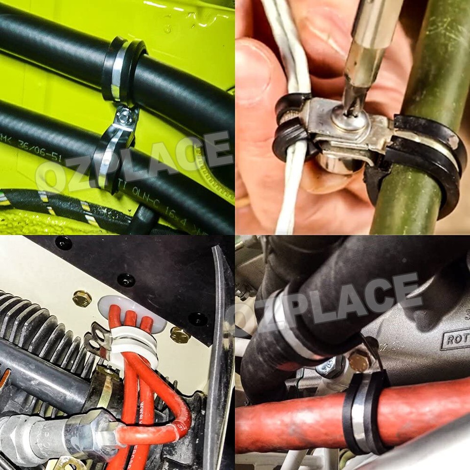 42x EPDM Rubber Lined P Clips Cable Hose Pipe Clamps Holder Air Clip ...
