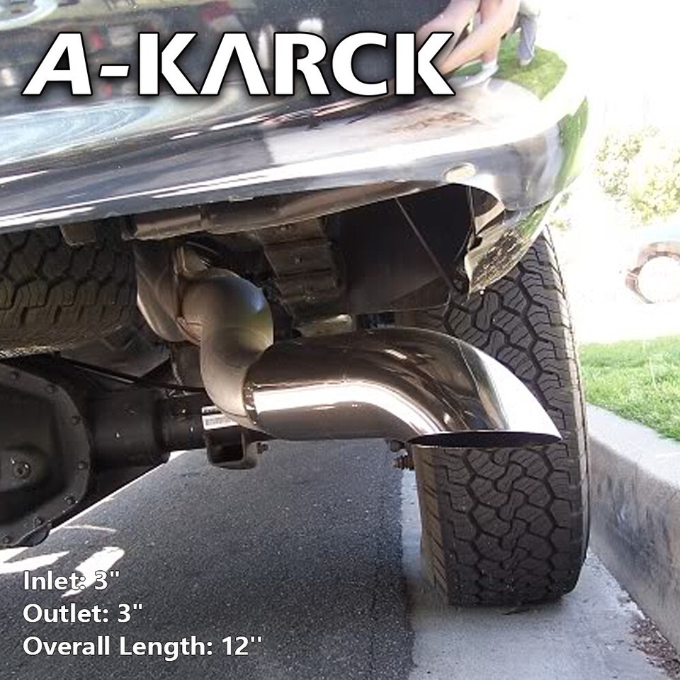 Stainless Steel Turn Down Exhaust Tip 3" Inlet/Outlet Angle Cut ...