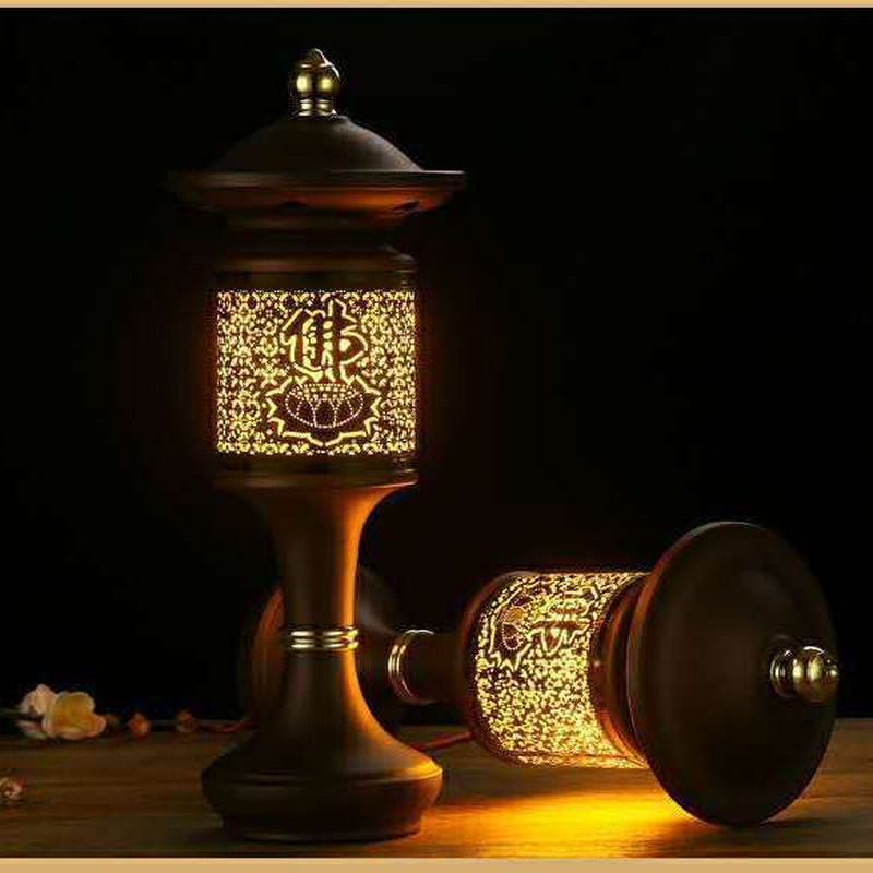 A Pair Buddhism Shrine Lights Worship Electronic Lamp Buddhist Altar ...