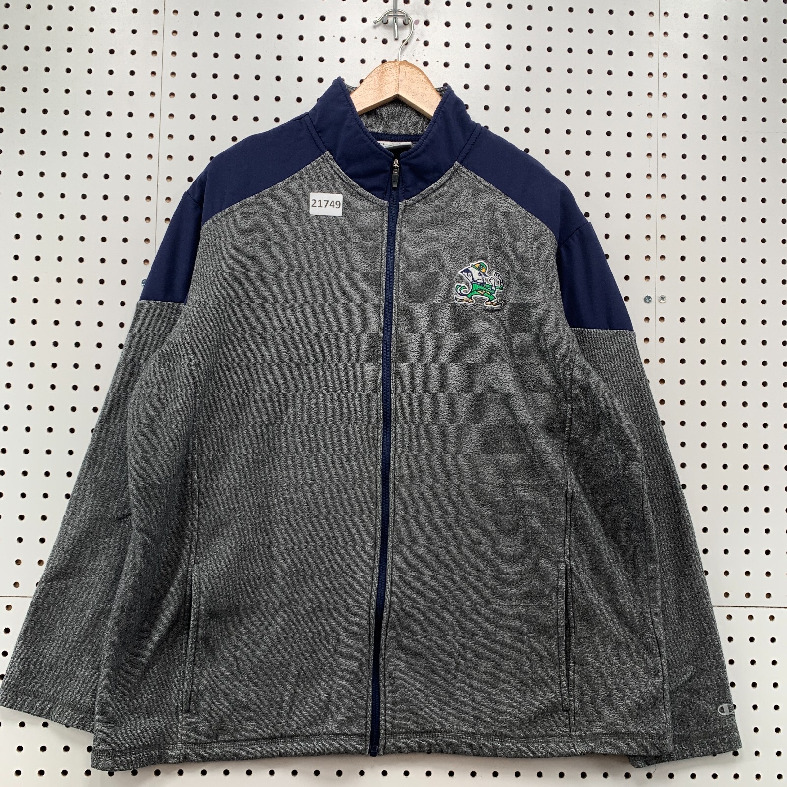 Notre Dame Fighting Irish Jacket Gray Blue Champion Adult Mens XL 25 ...