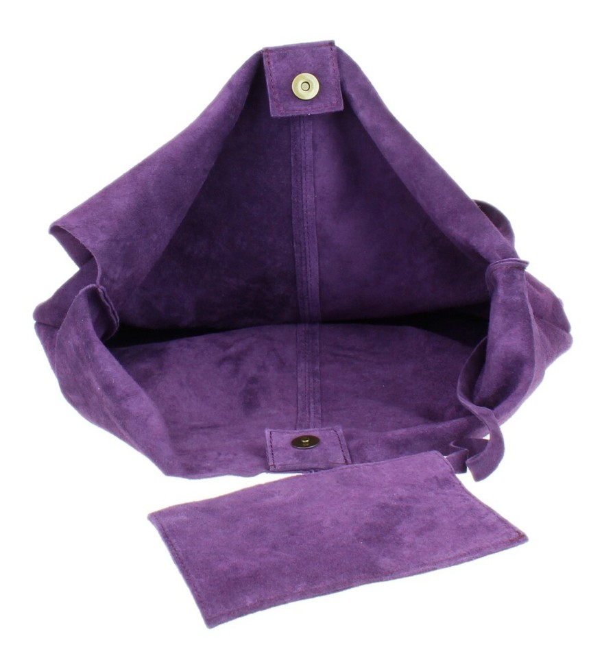 Genuine Suede Leather Tote Plain Open Shoulder Bag Slouch Large Handbag ...