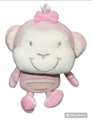 HTF Childrens Place Pink Monkey Stuffed Lovey Plush Polka Dots Stripes ...
