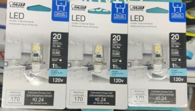 3 Pack FEIT Electric 2 watts G8 LED Bulb 170 lumens Daylight Specialty ...