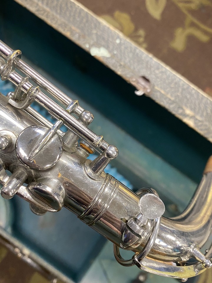Antique CONN SILVER Low Pitch SAXOPHONE NEW WONDER SERIES 1 1919 Pre ...