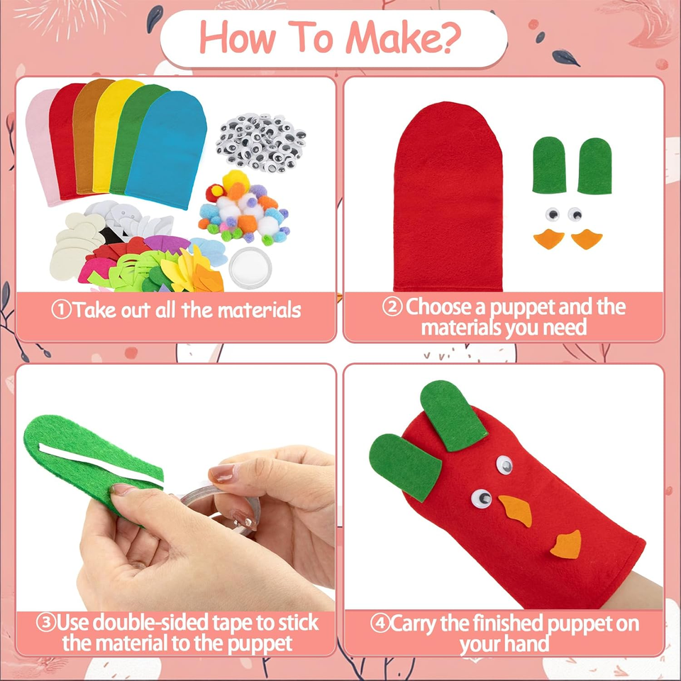 6PCS Hand Puppets - Hand Puppet Making Kit Sock Arts and Crafts Kit for ...